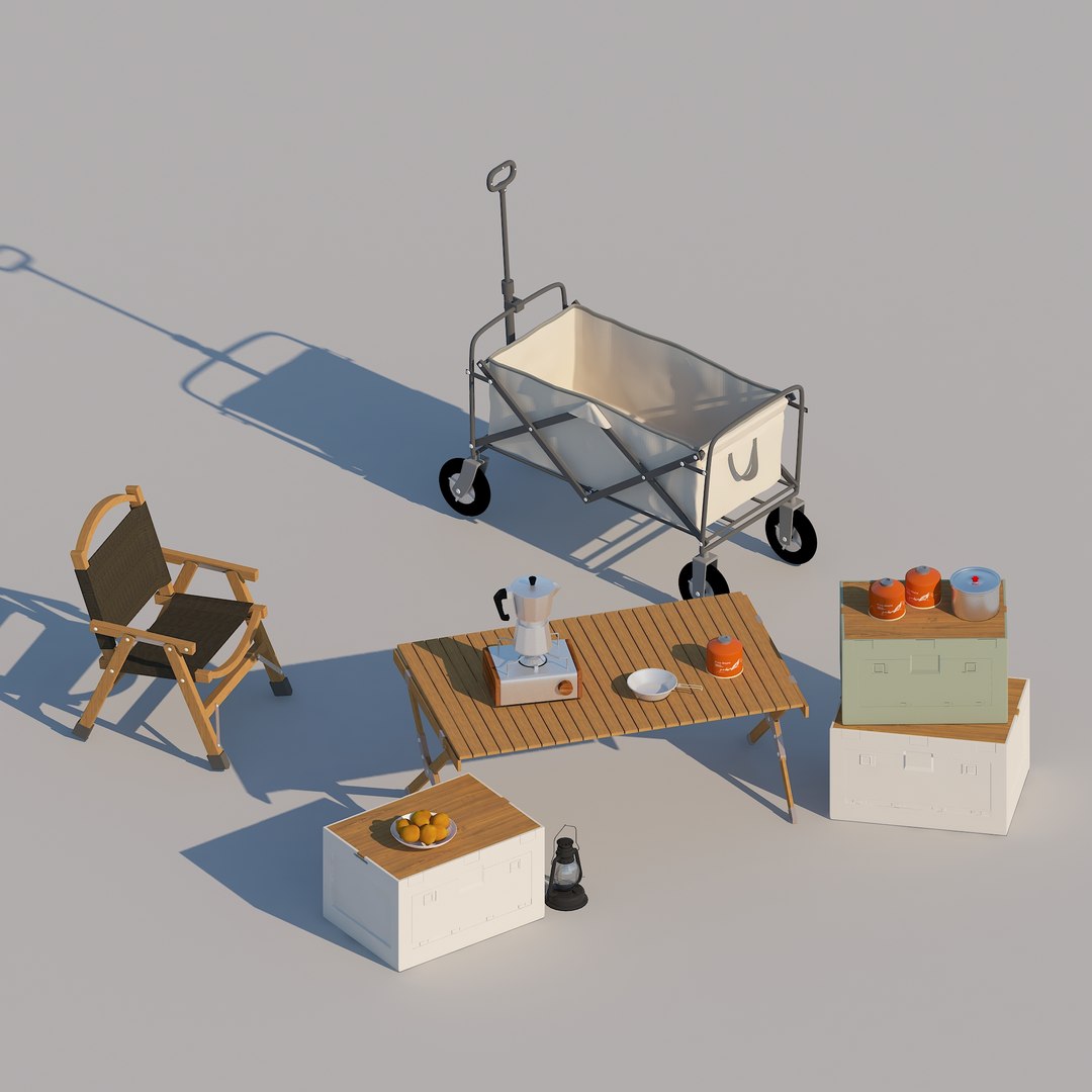 3D Modern Outdoor Camping Facilities Camping Chair CombinationStorage ...