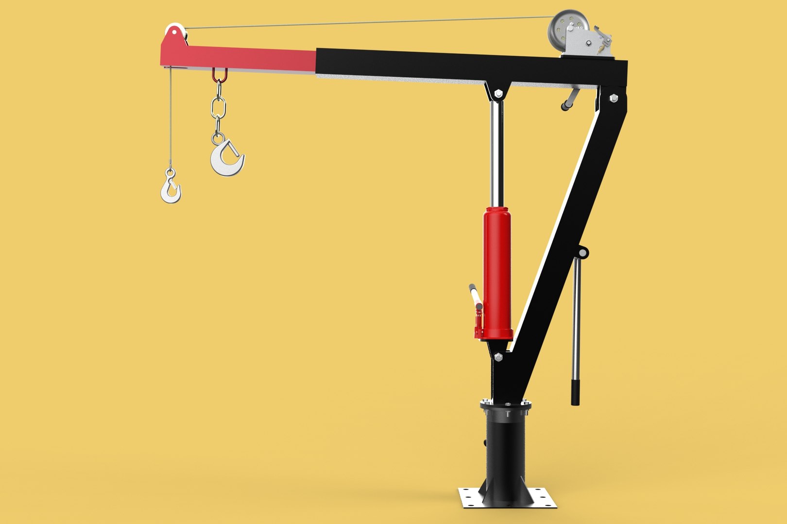 HYDRAULIC SWIVEL LIFTING CRANE MANUAL HAND CRANK WINCH HOIST JIB 3D ...