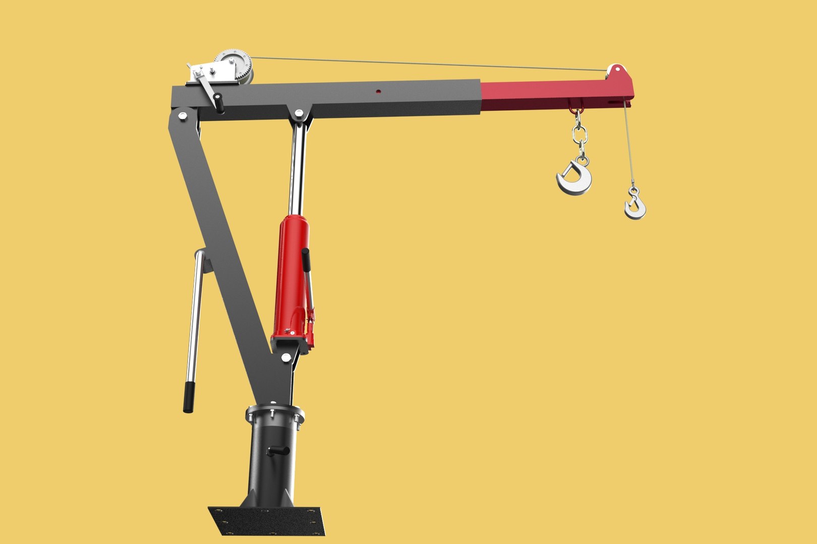 HYDRAULIC SWIVEL LIFTING CRANE MANUAL HAND CRANK WINCH HOIST JIB 3D ...