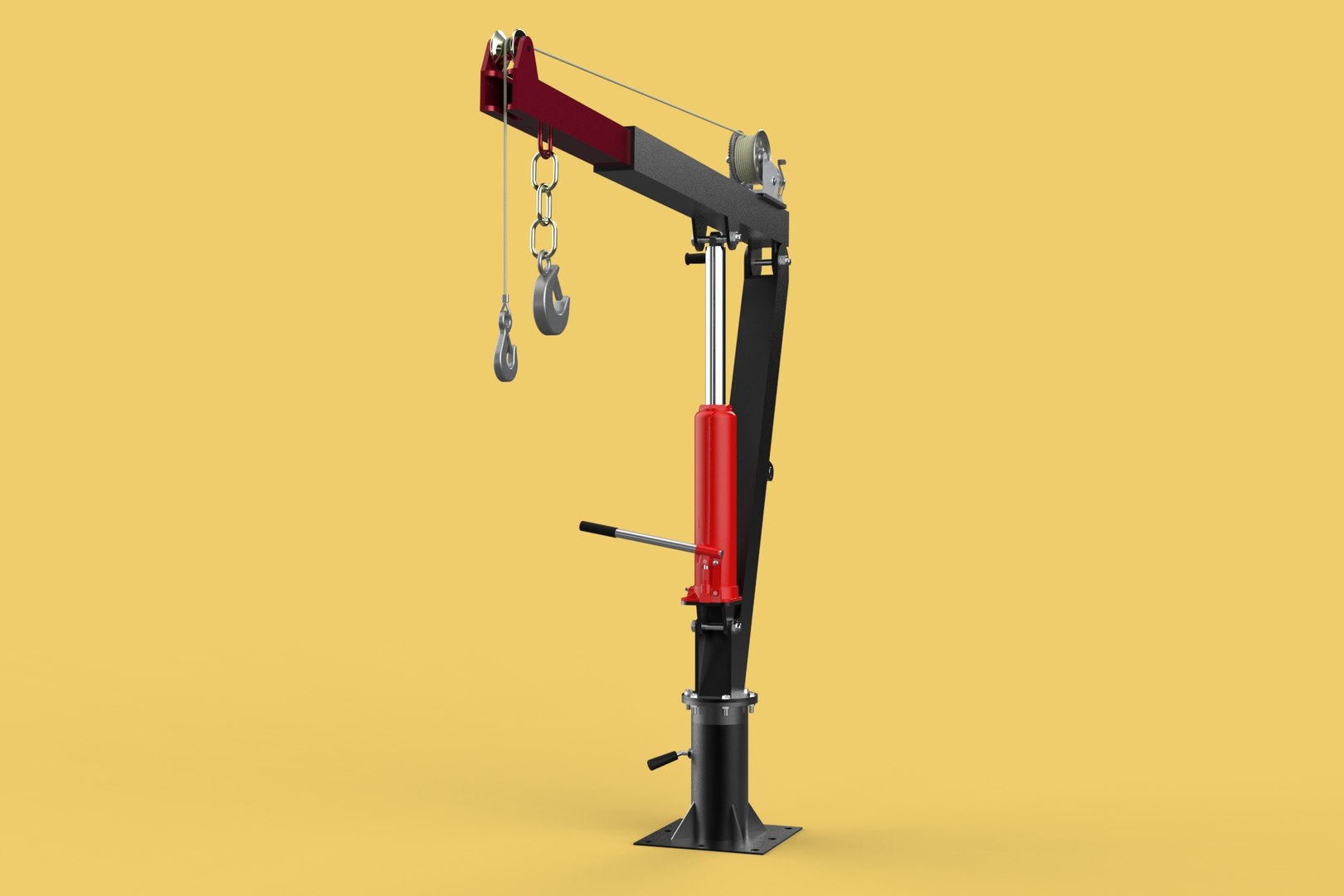 HYDRAULIC SWIVEL LIFTING CRANE MANUAL HAND CRANK WINCH HOIST JIB 3D ...