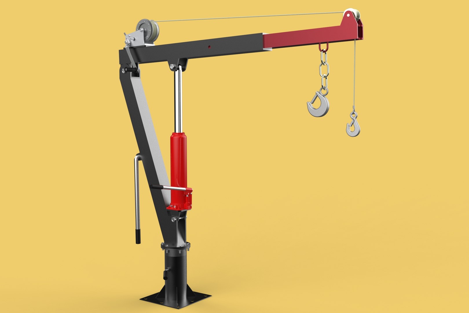 HYDRAULIC SWIVEL LIFTING CRANE MANUAL HAND CRANK WINCH HOIST JIB 3D ...