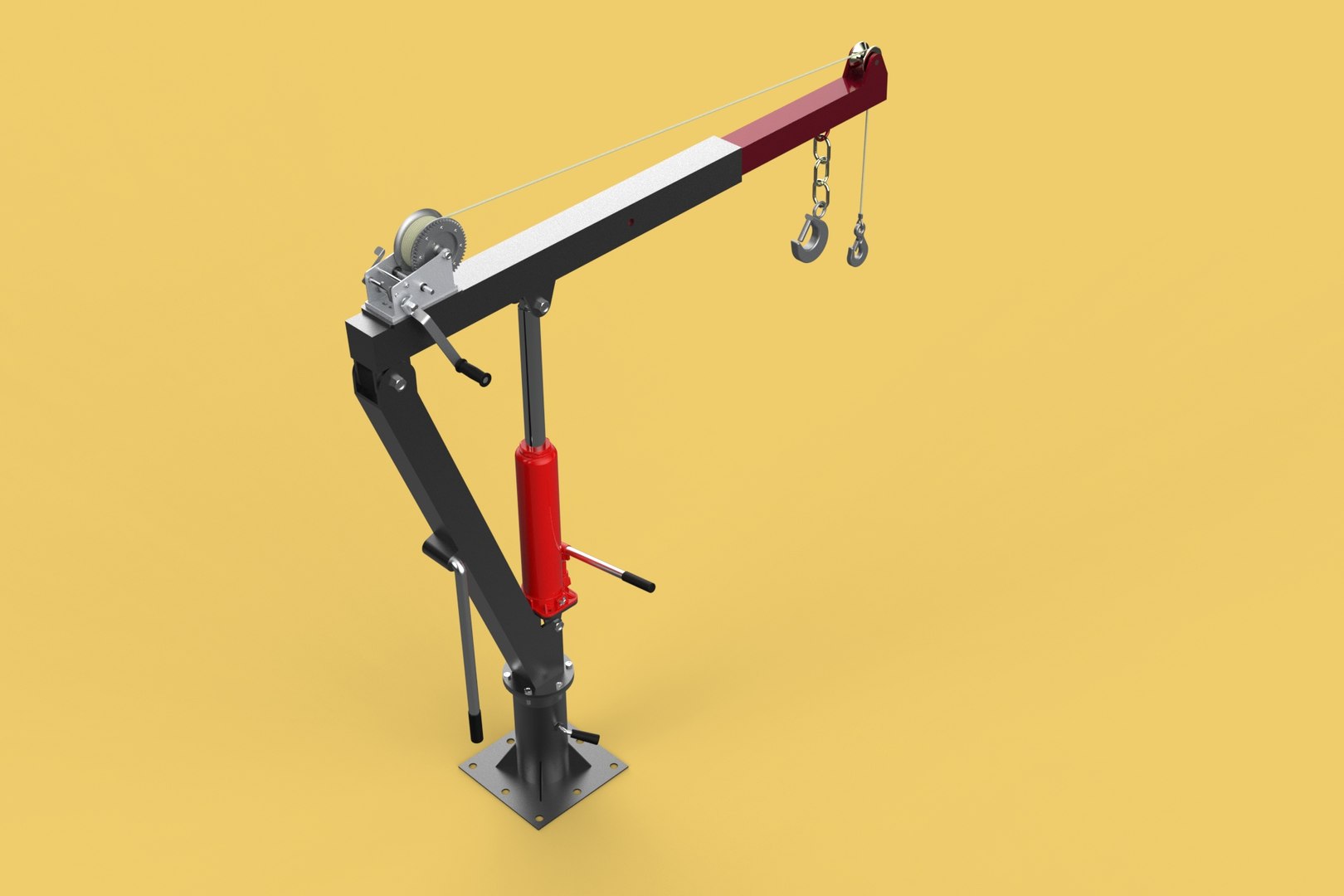 HYDRAULIC SWIVEL LIFTING CRANE MANUAL HAND CRANK WINCH HOIST JIB 3D ...