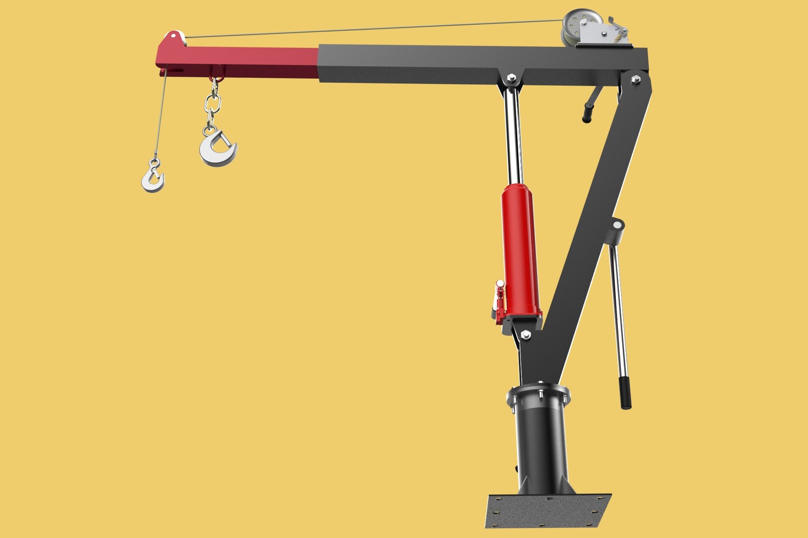 HYDRAULIC SWIVEL LIFTING CRANE MANUAL HAND CRANK WINCH HOIST JIB 3D ...