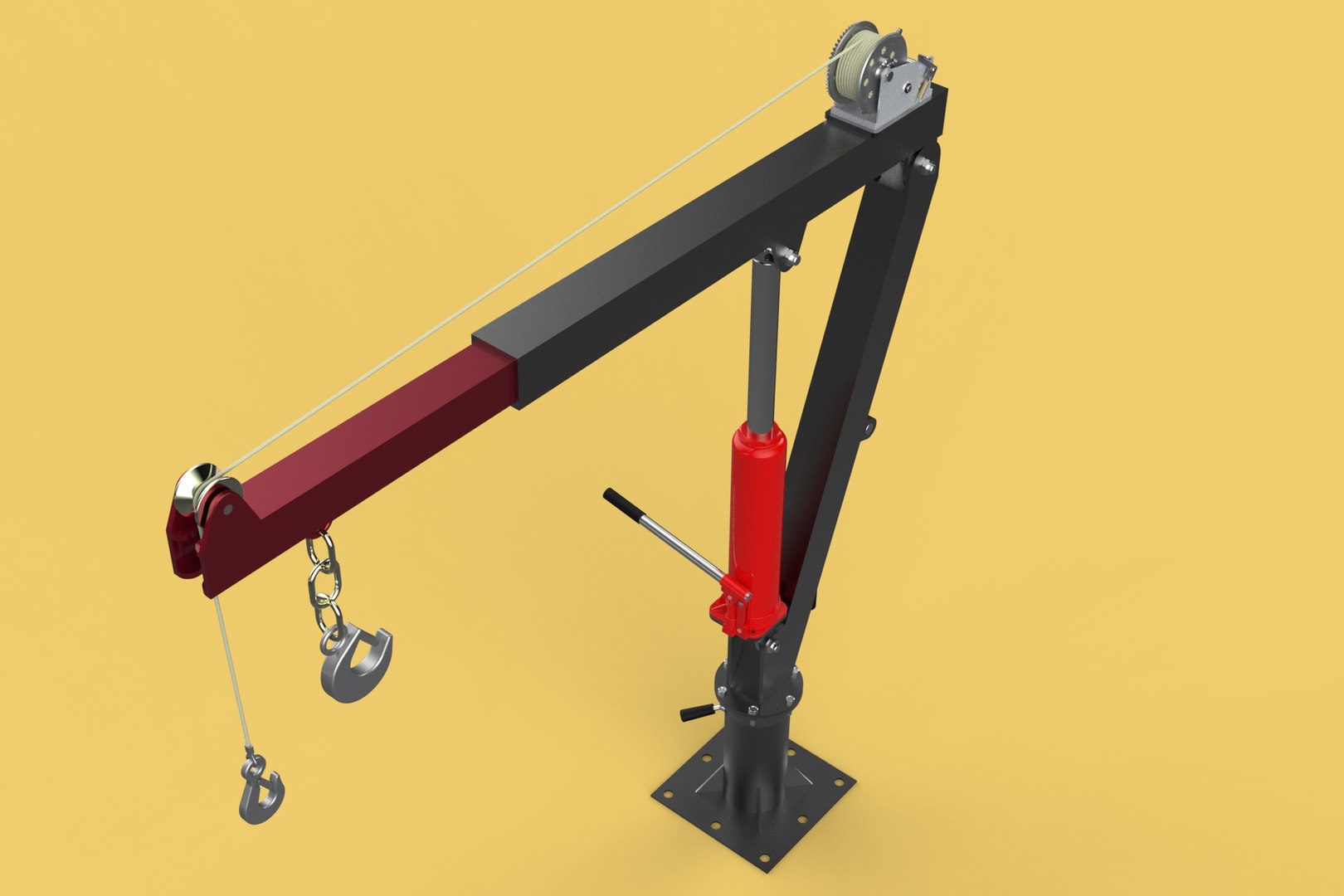 HYDRAULIC SWIVEL LIFTING CRANE MANUAL HAND CRANK WINCH HOIST JIB 3D ...