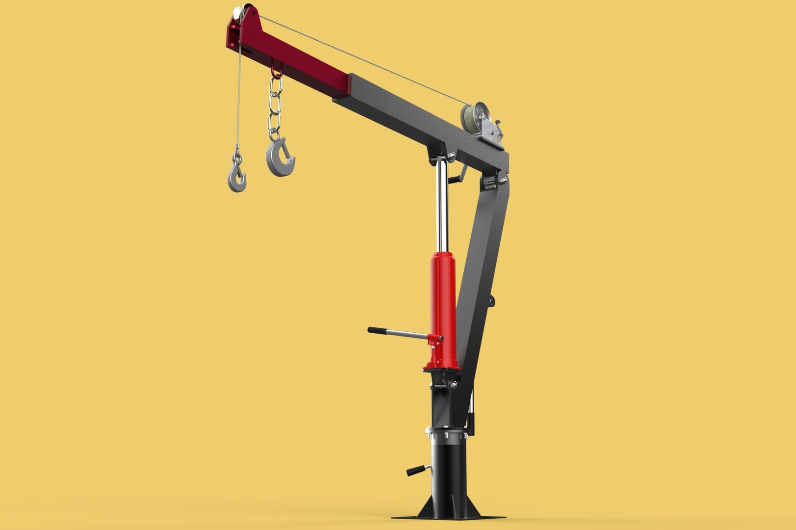 HYDRAULIC SWIVEL LIFTING CRANE MANUAL HAND CRANK WINCH HOIST JIB 3D ...