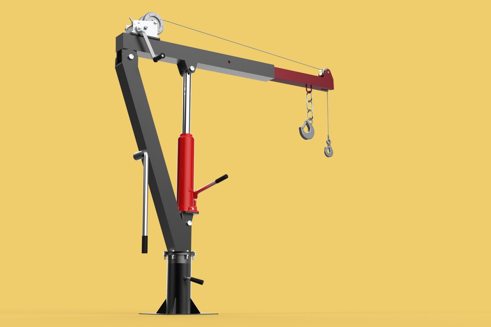 HYDRAULIC SWIVEL LIFTING CRANE MANUAL HAND CRANK WINCH HOIST JIB 3D ...