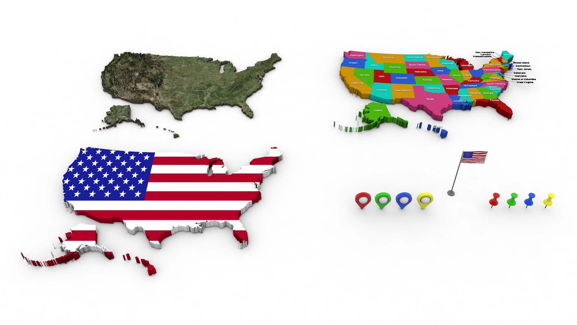 USA Map Pack 3D Model - TurboSquid 2052325