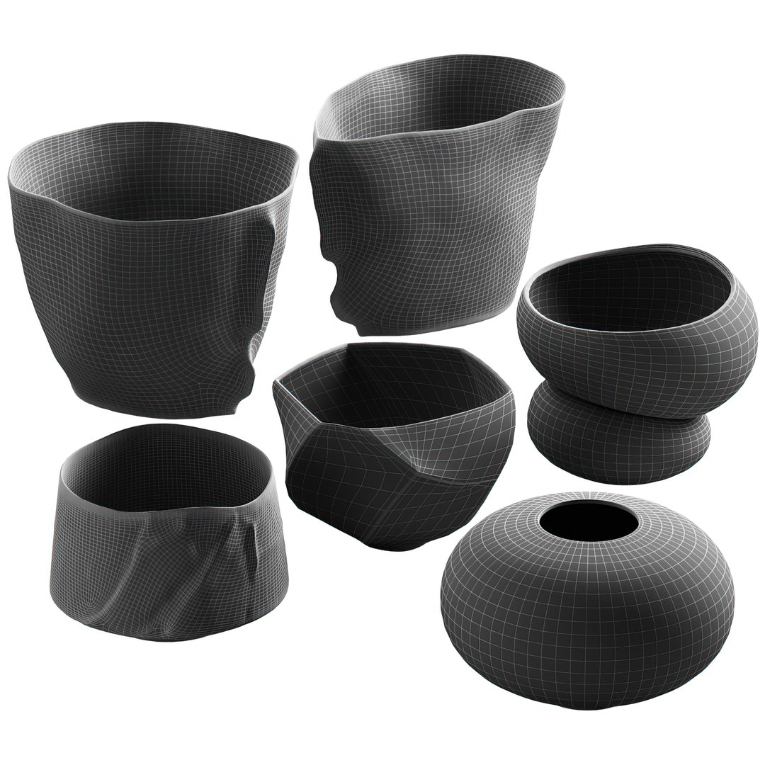 302 Decorative Vases And Pots 02 Deformed Folded Relief Vase 3D Model ...