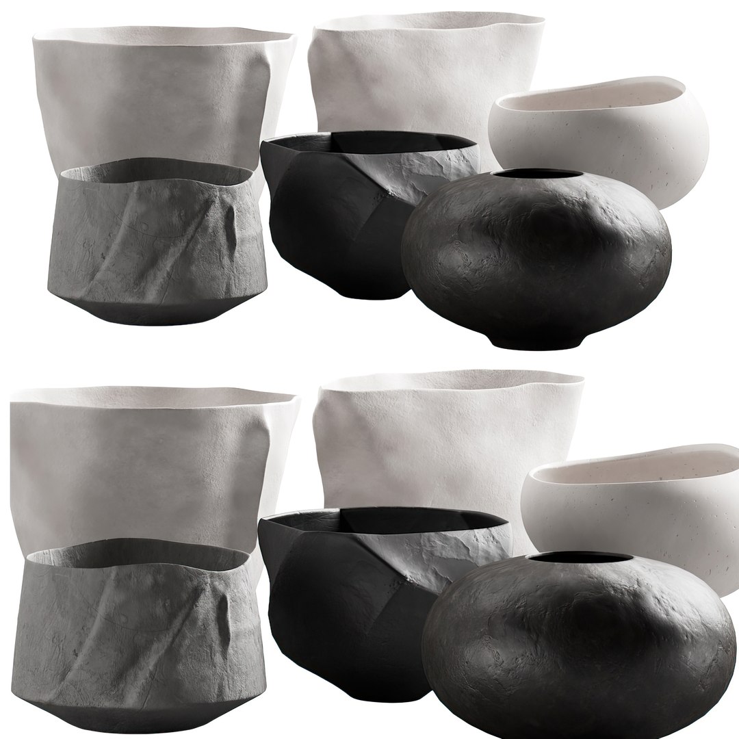 302 Decorative Vases And Pots 02 Deformed Folded Relief Vase 3D Model ...