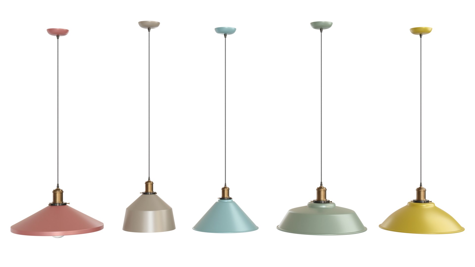 5 Collection Pendant Vintage Color Lamps 3D Model - TurboSquid 2107395
