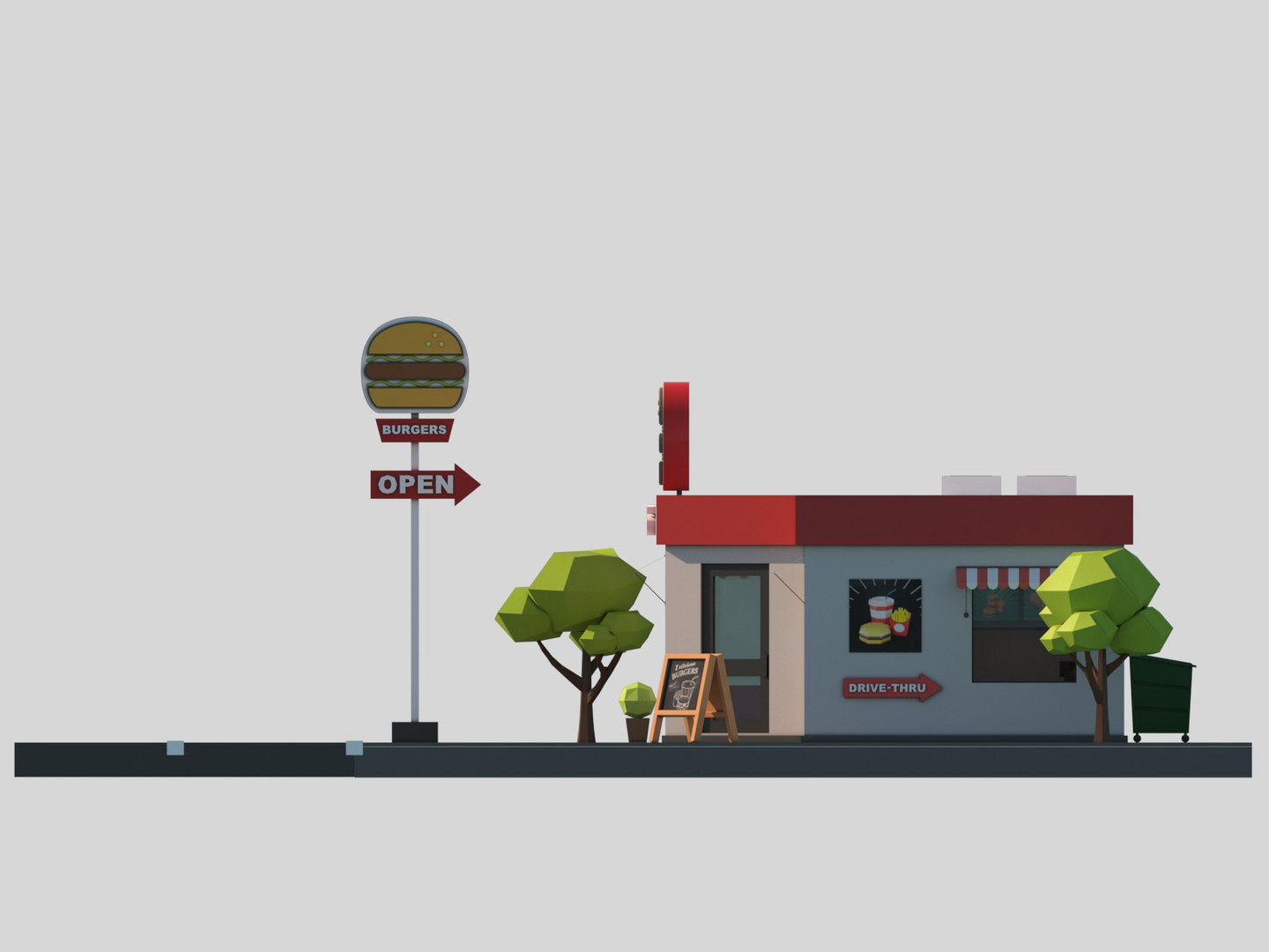 3D Fast Food Building - TurboSquid 1243133