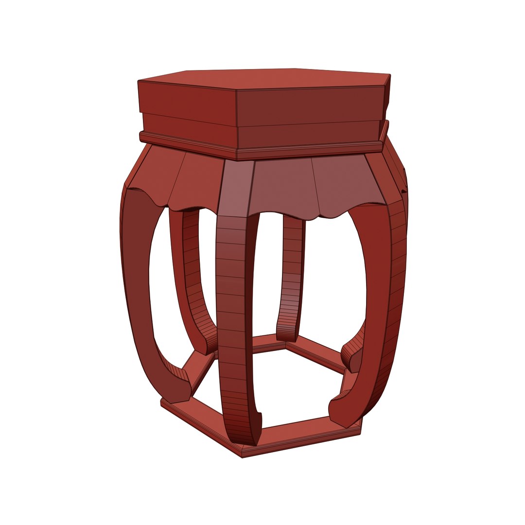 Antique Chinese Stool 3d Model