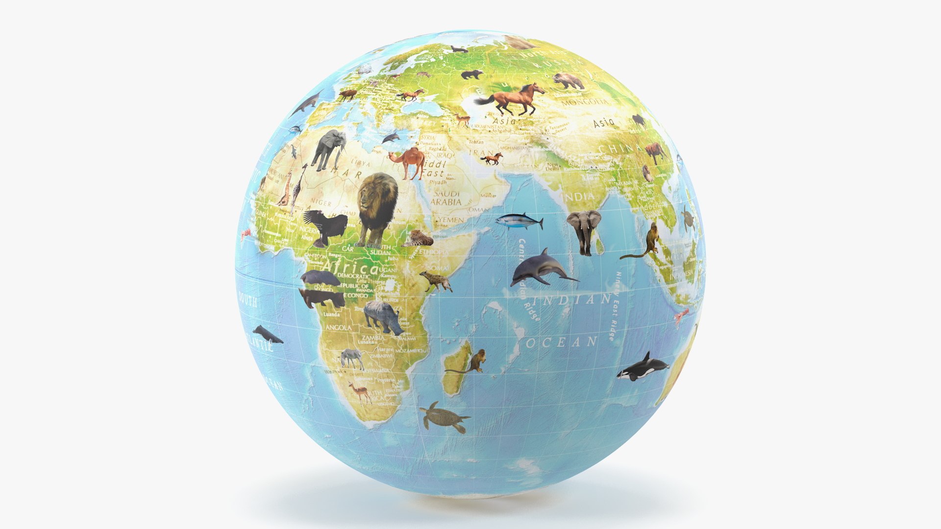 3D Animals World Globe - TurboSquid 1879441
