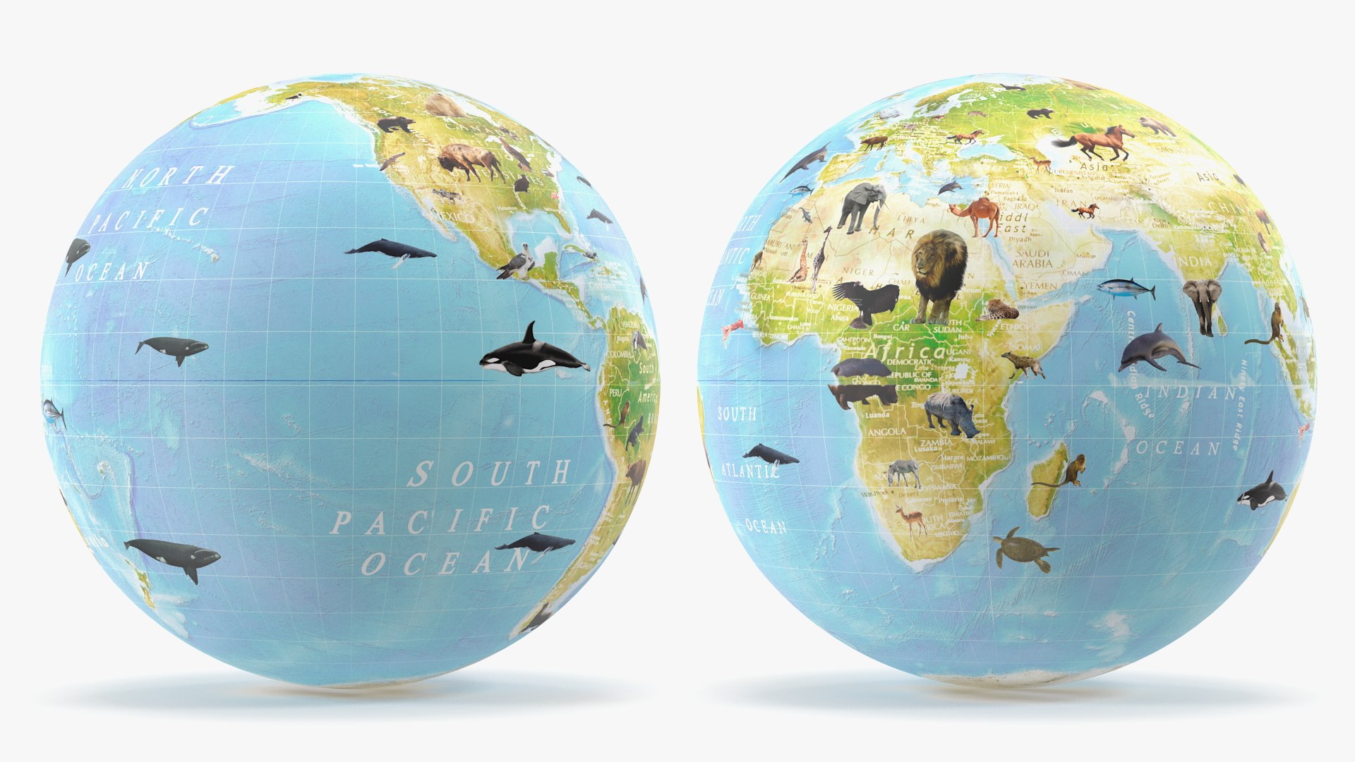 3D Animals World Globe - TurboSquid 1879441