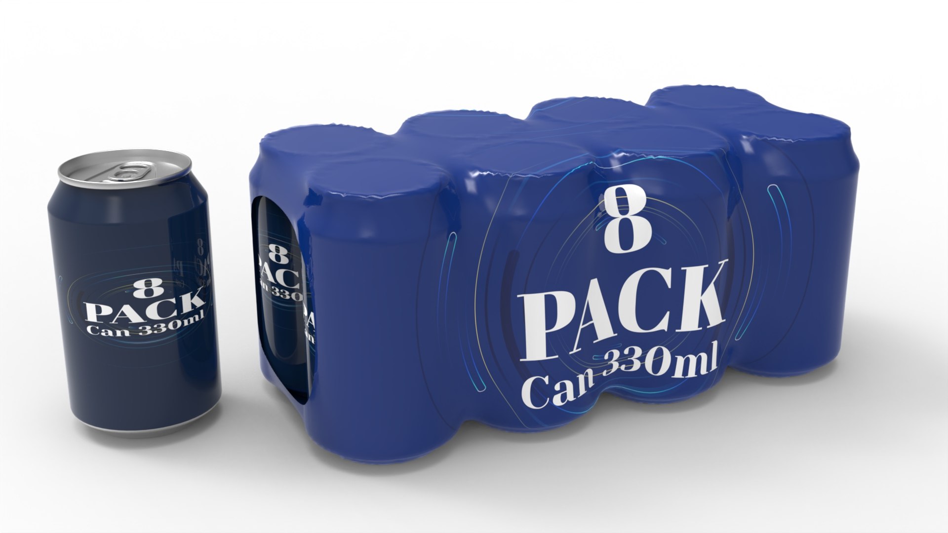 3D Model Eight Pack Packaging Beverage Soda Cans 330ml - TurboSquid 2227009