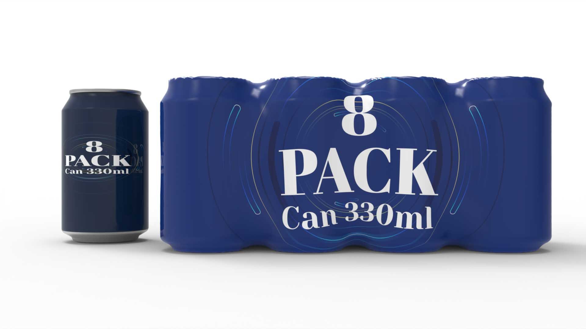 3D Model Eight Pack Packaging Beverage Soda Cans 330ml - TurboSquid 2227009
