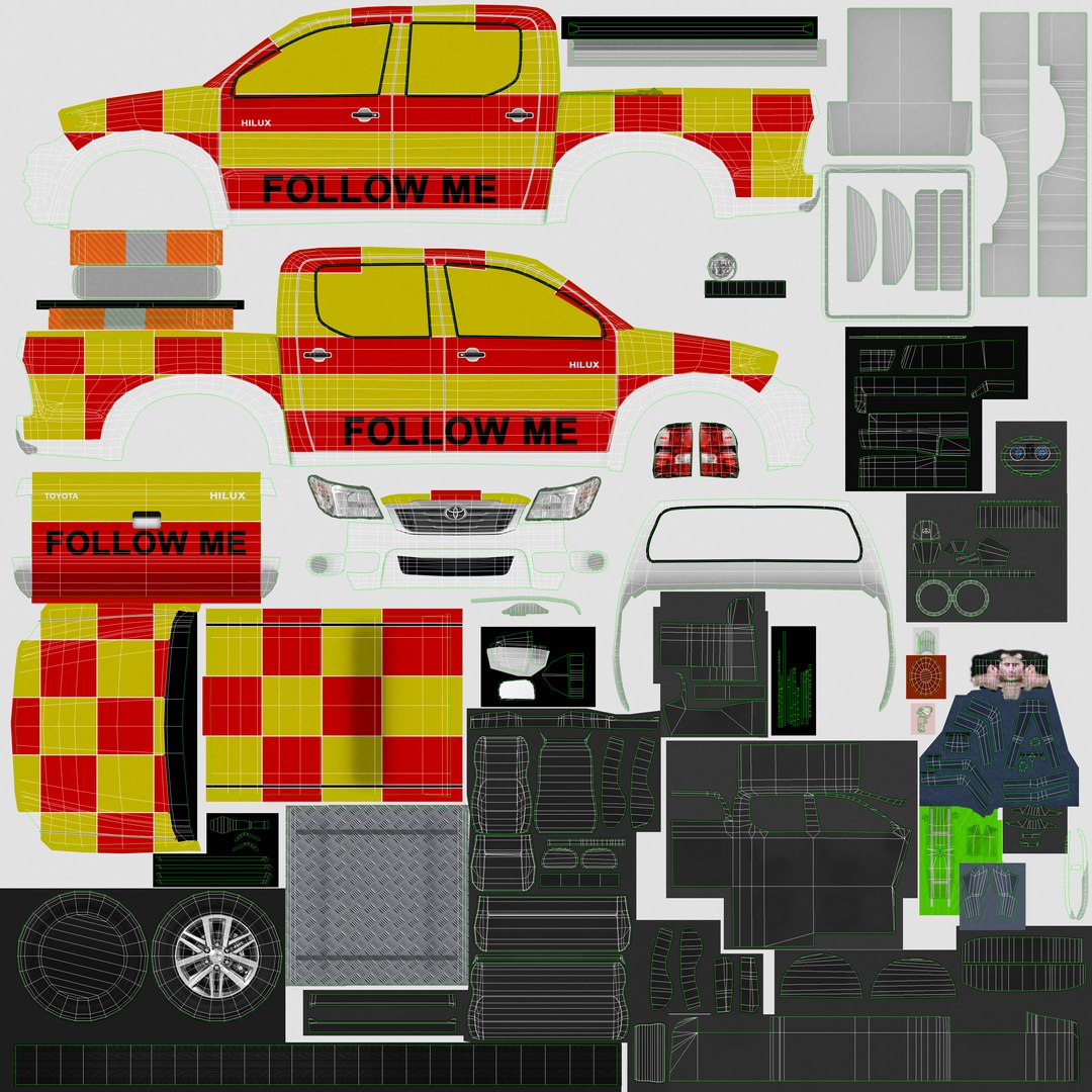 3d Model Airport Follow Cars