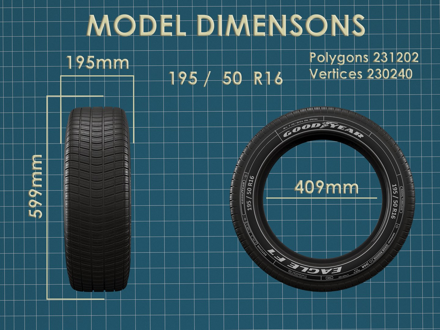 3D realistic car tire model - TurboSquid 1179073