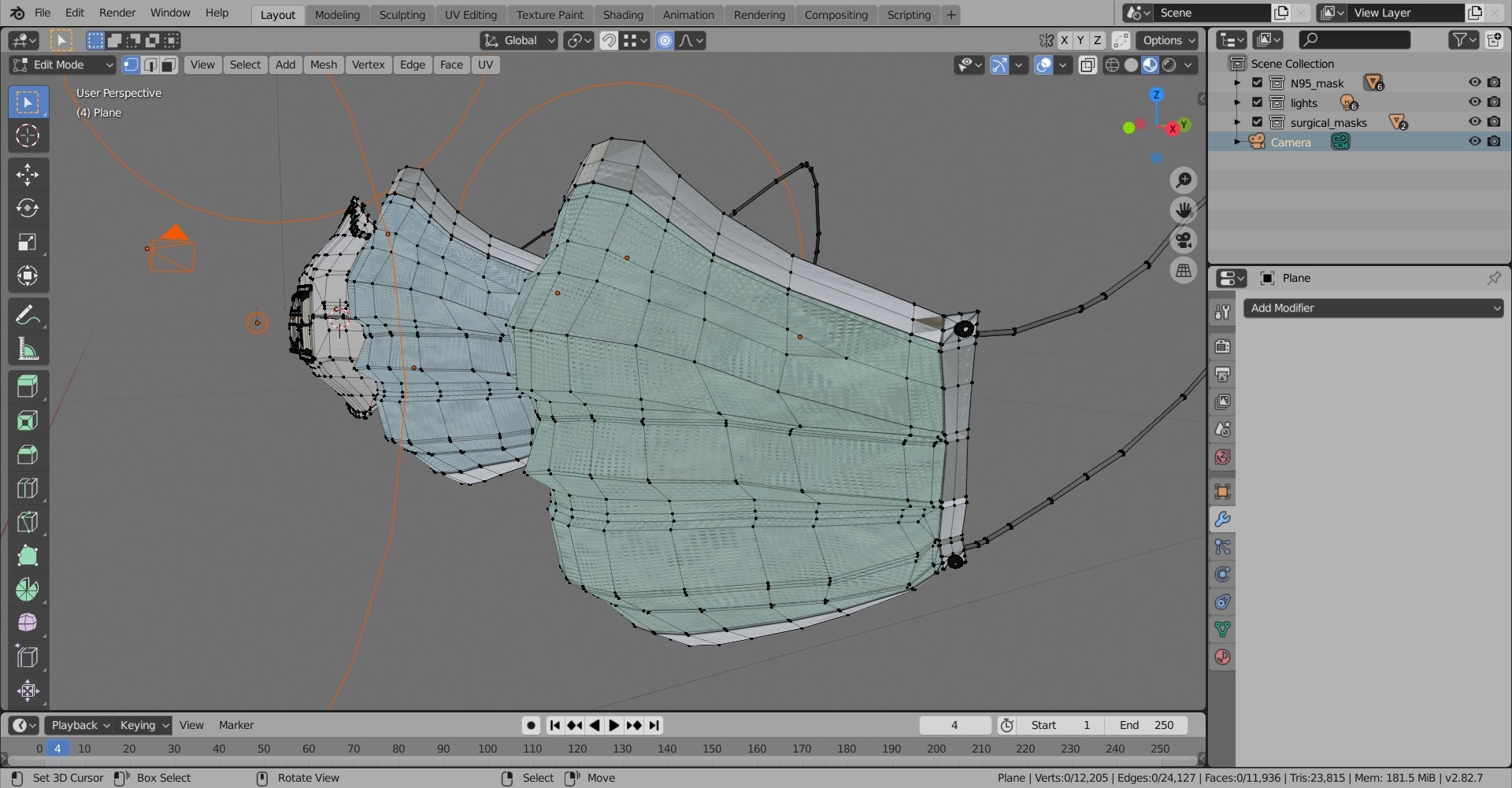 N95 surgical mask 3D - TurboSquid 1560385