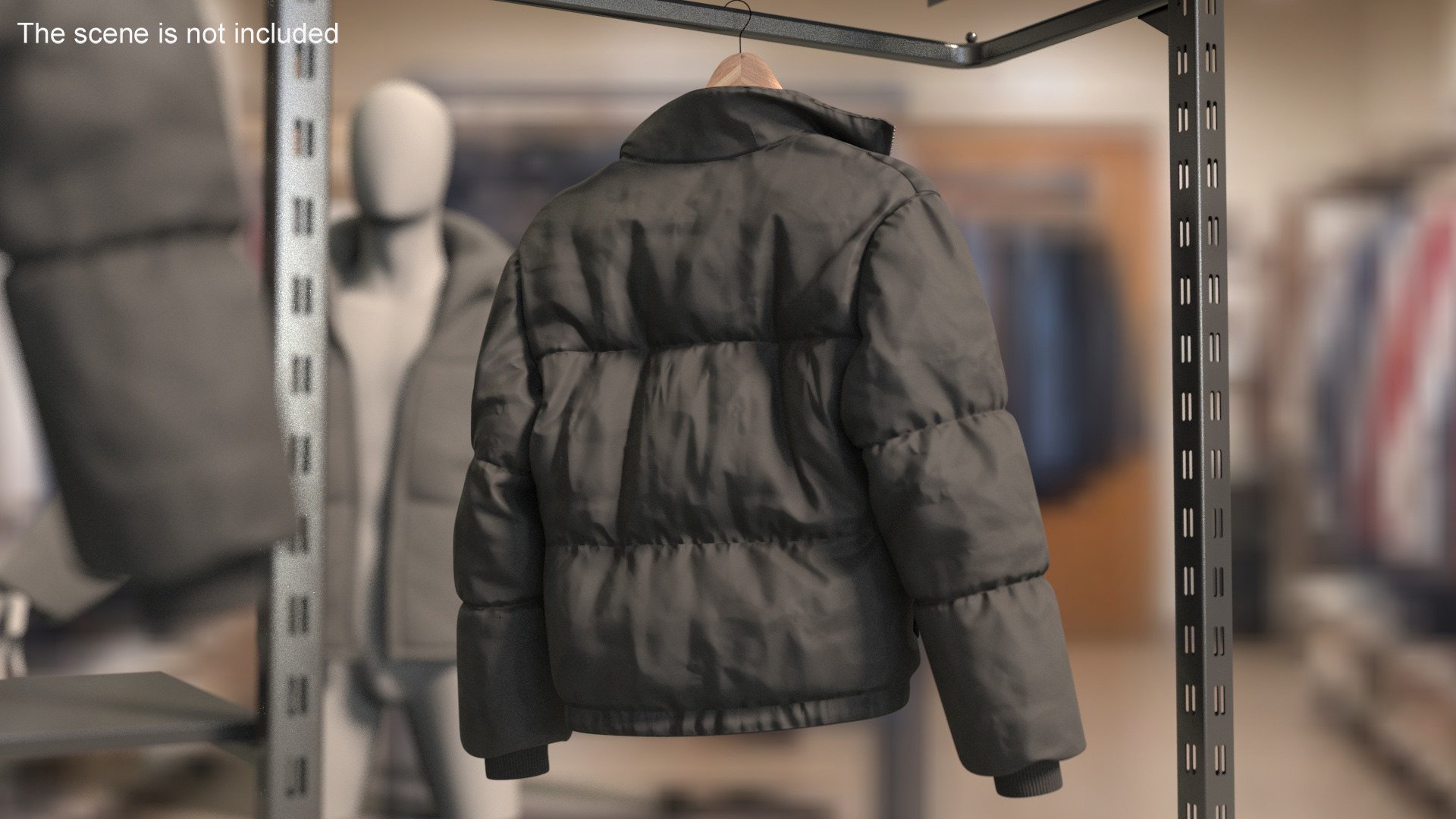 3D Oversize Puffer Mens Jacket Black - TurboSquid 2239780
