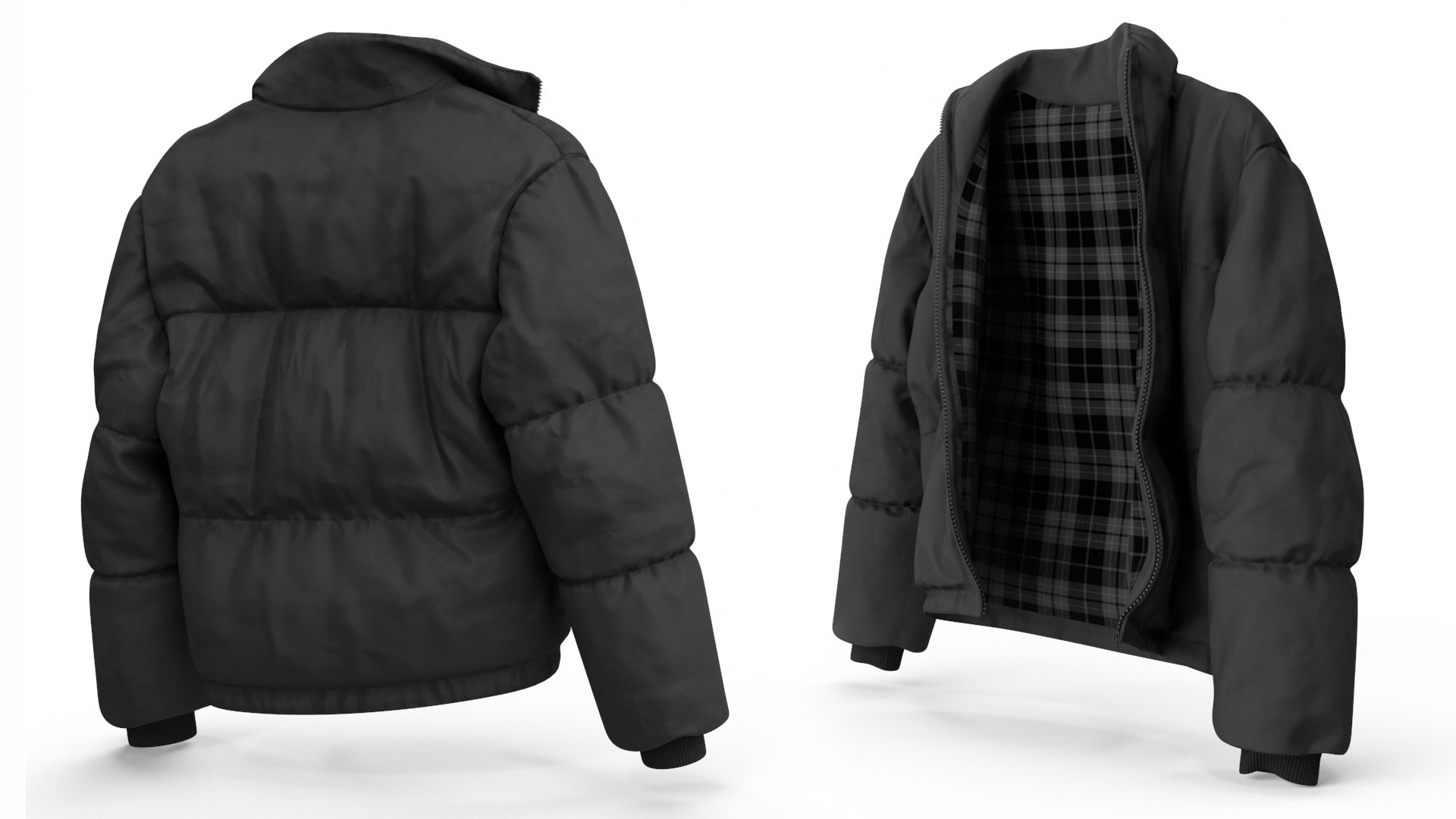 3D Oversize Puffer Mens Jacket Black - TurboSquid 2239780