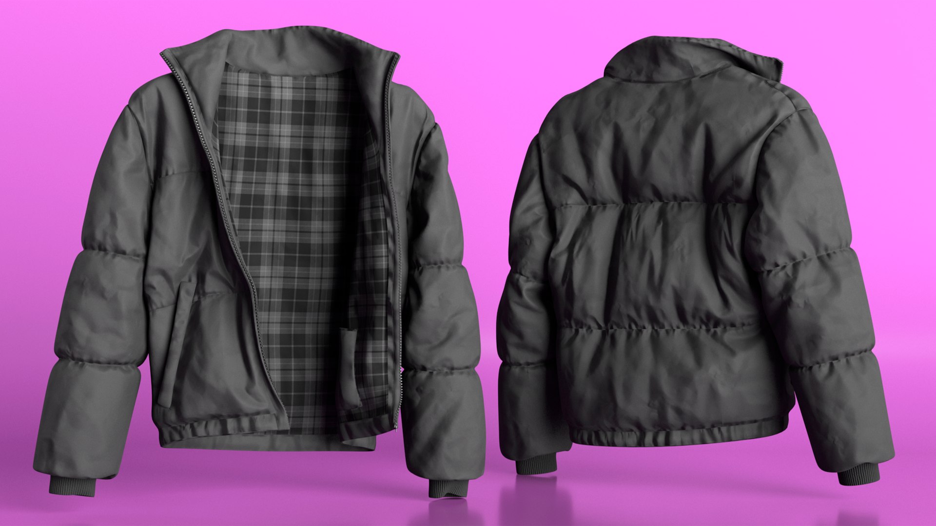 3D Oversize Puffer Mens Jacket Black - TurboSquid 2239780