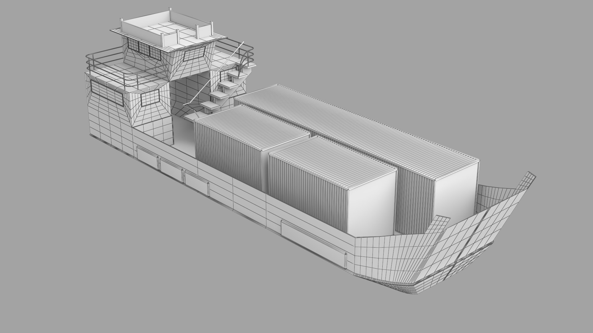 Small Landing Barge With Container 3D Model - TurboSquid 2384414
