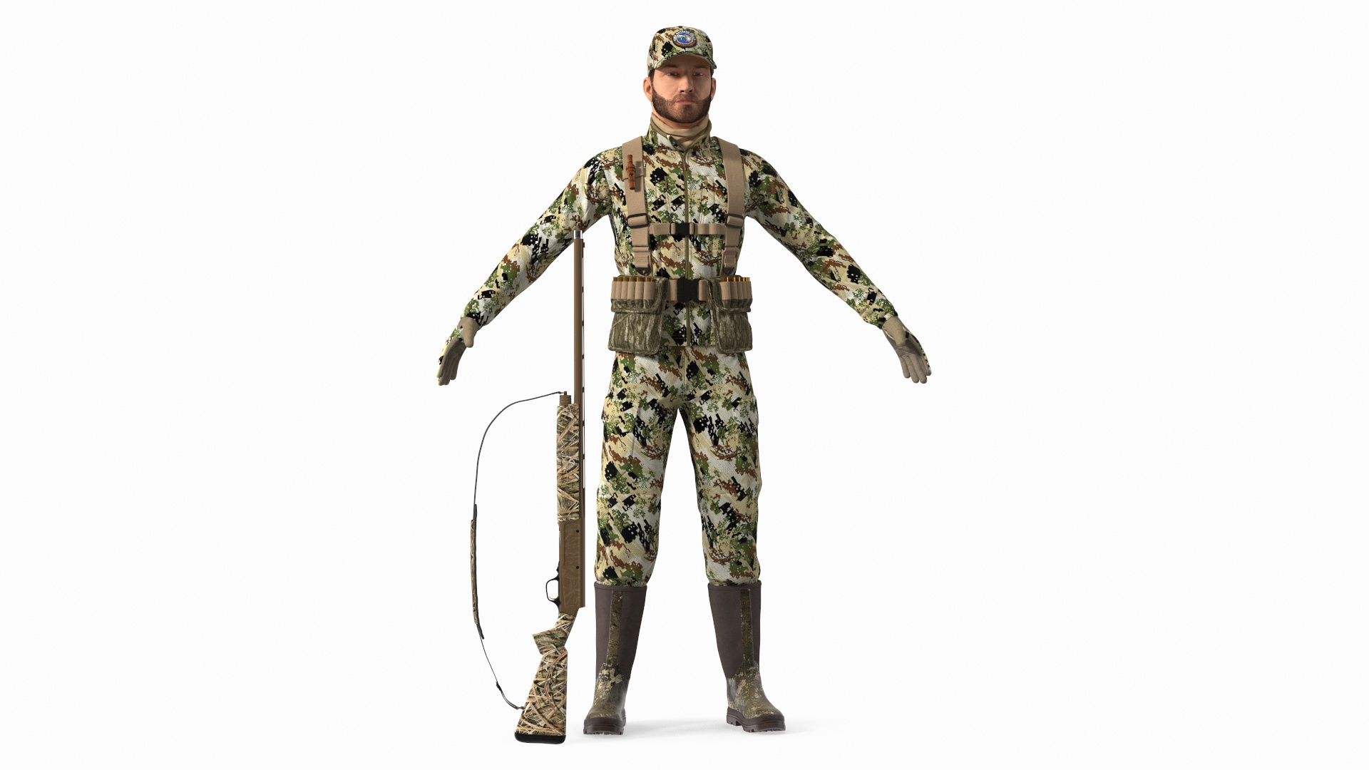 3D Modern Hunter In Forest Camo Fur Rigged - TurboSquid 1959649