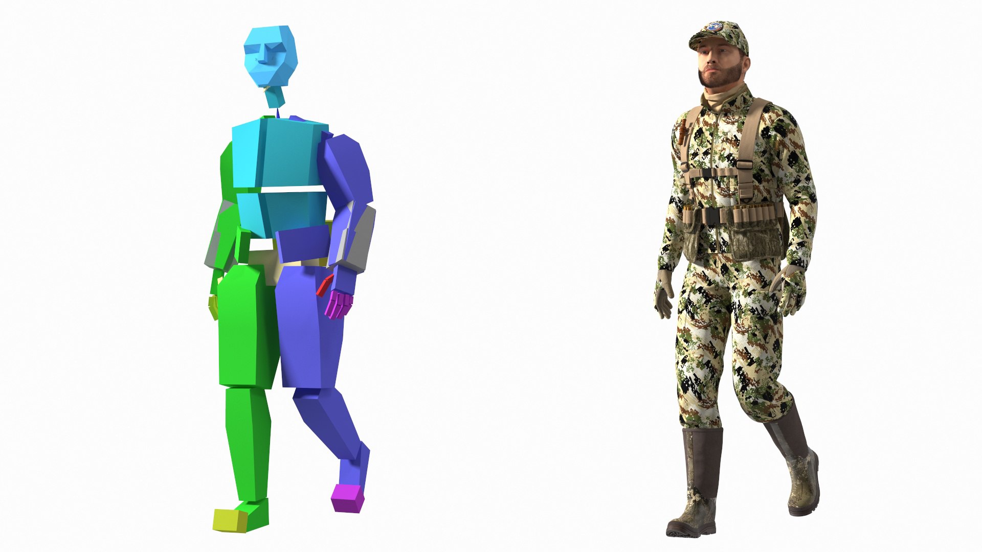 3D Modern Hunter In Forest Camo Fur Rigged - TurboSquid 1959649