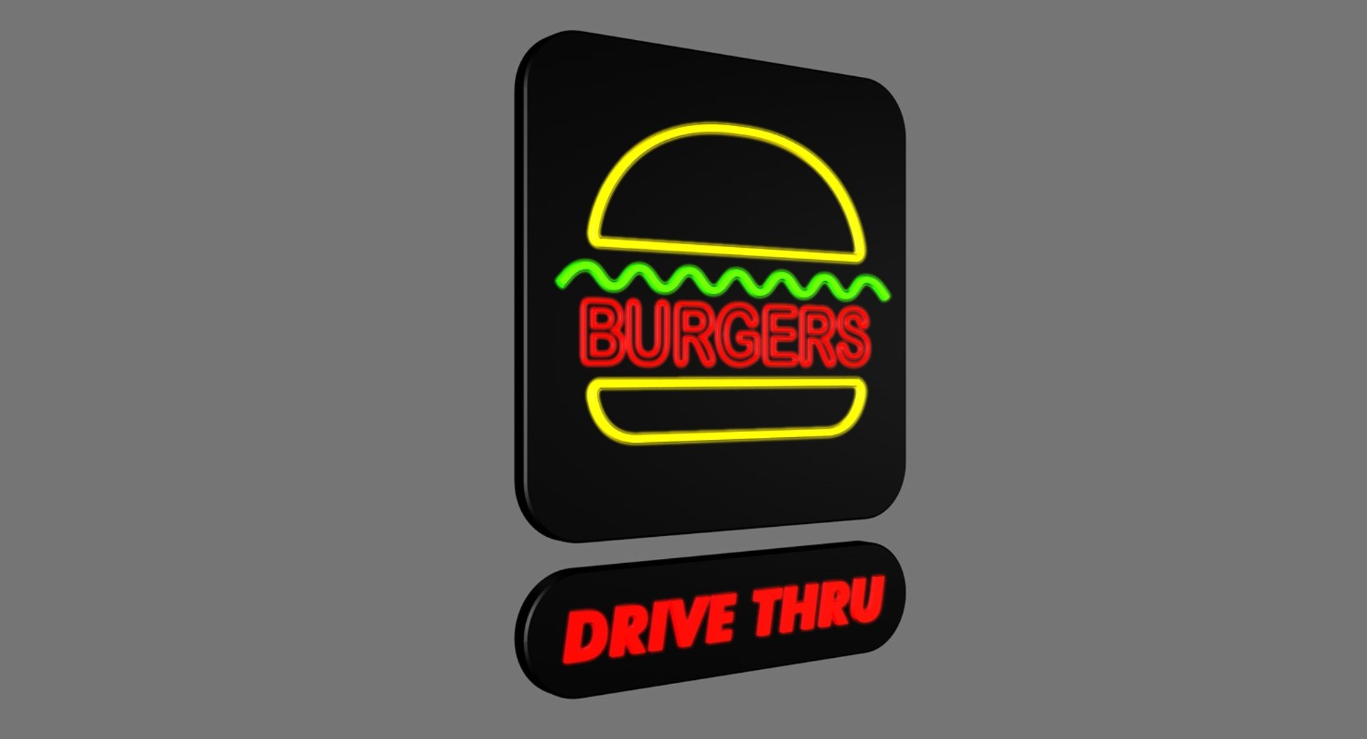 Neon Burger Sign 3d 3ds