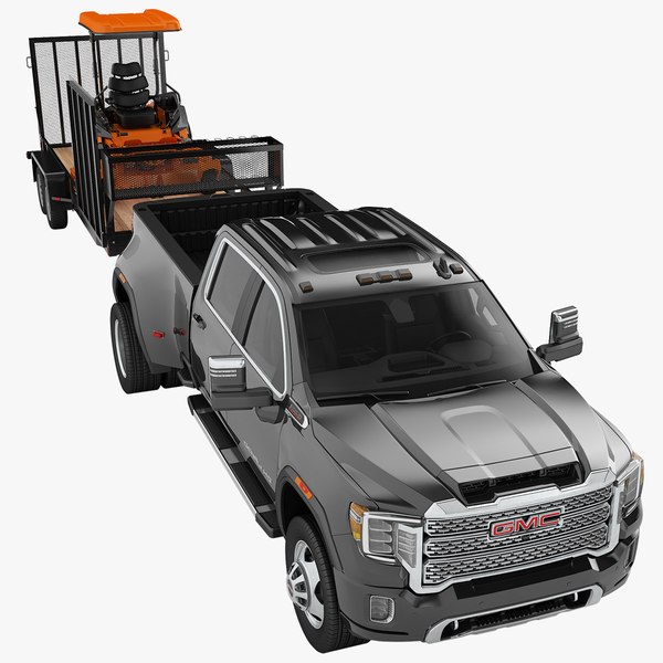 GMC SIERRA HD DENALI 2020 with Landscape Pro Trailer 033D模型 ...