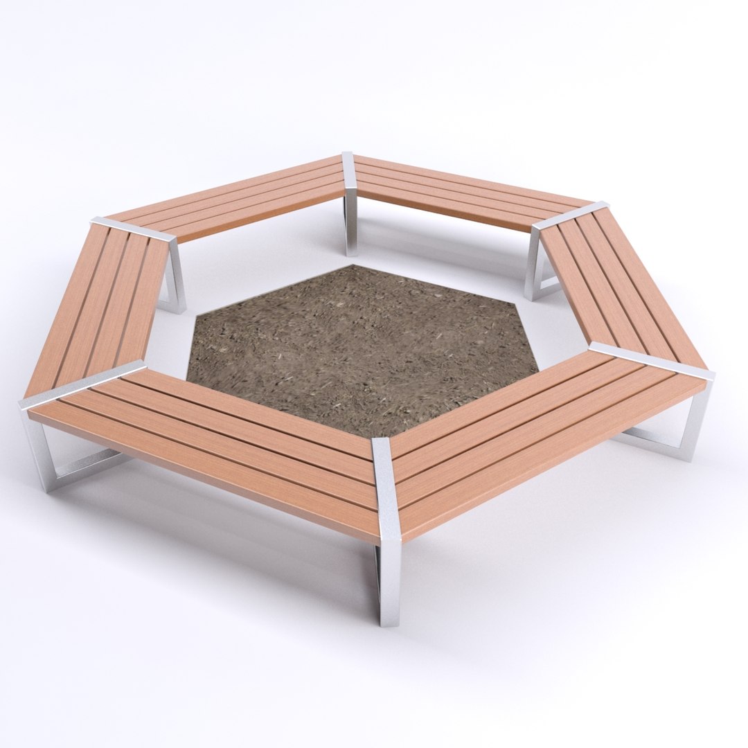 3d Hexagonal Tree Bench Model
