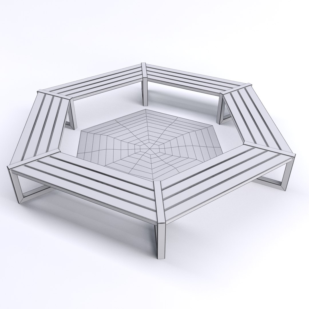 3d Hexagonal Tree Bench Model