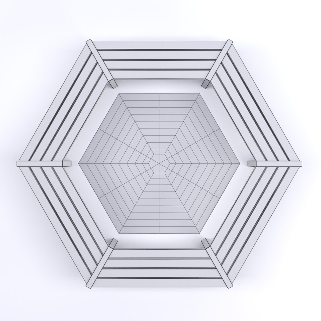 3d Hexagonal Tree Bench Model