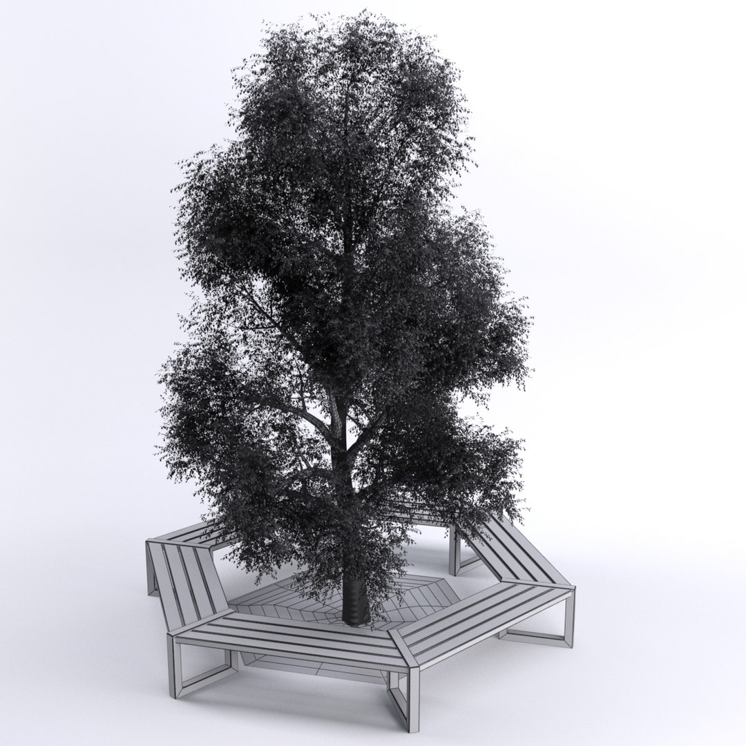 3d Hexagonal Tree Bench Model