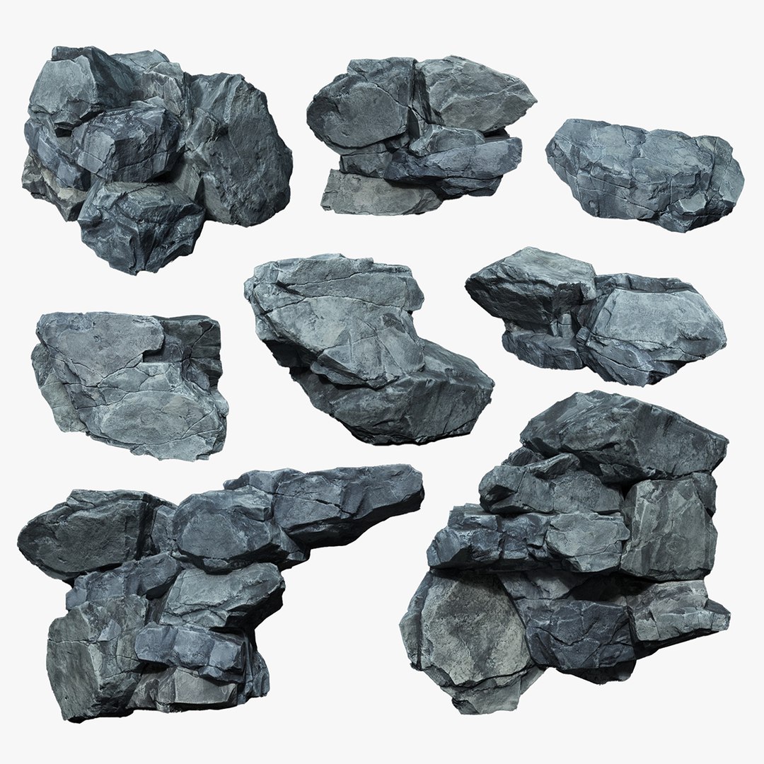 3D 8 Low Poly PBR Gray Rock - Ultra HD 16K Texture - TurboSquid 2162656