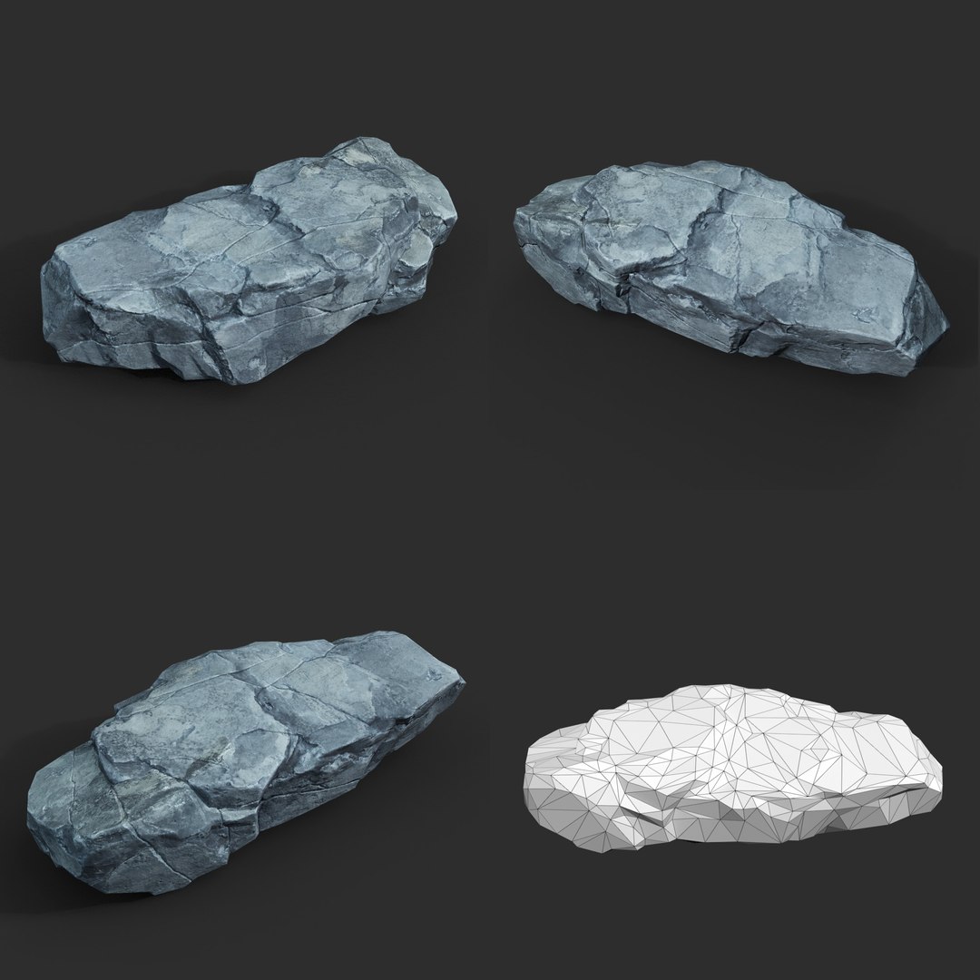 3D 8 Low Poly PBR Gray Rock - Ultra HD 16K Texture - TurboSquid 2162656