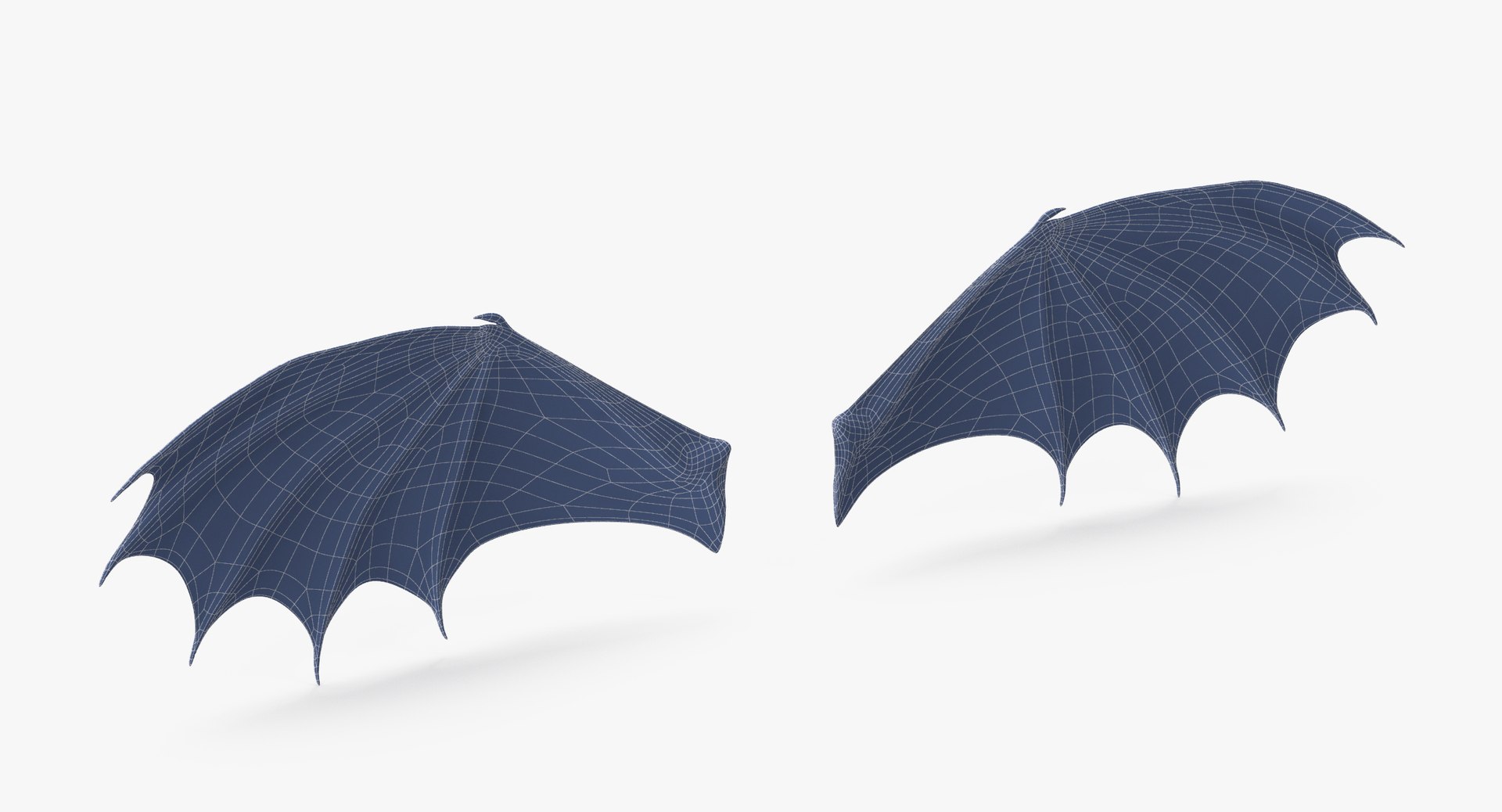 3d model green opened dragon wings