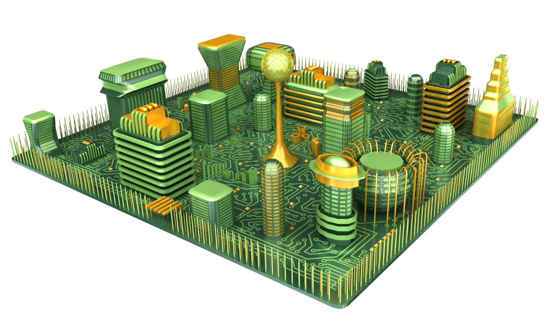 Circuit Board City 3D Model - TurboSquid 1779239