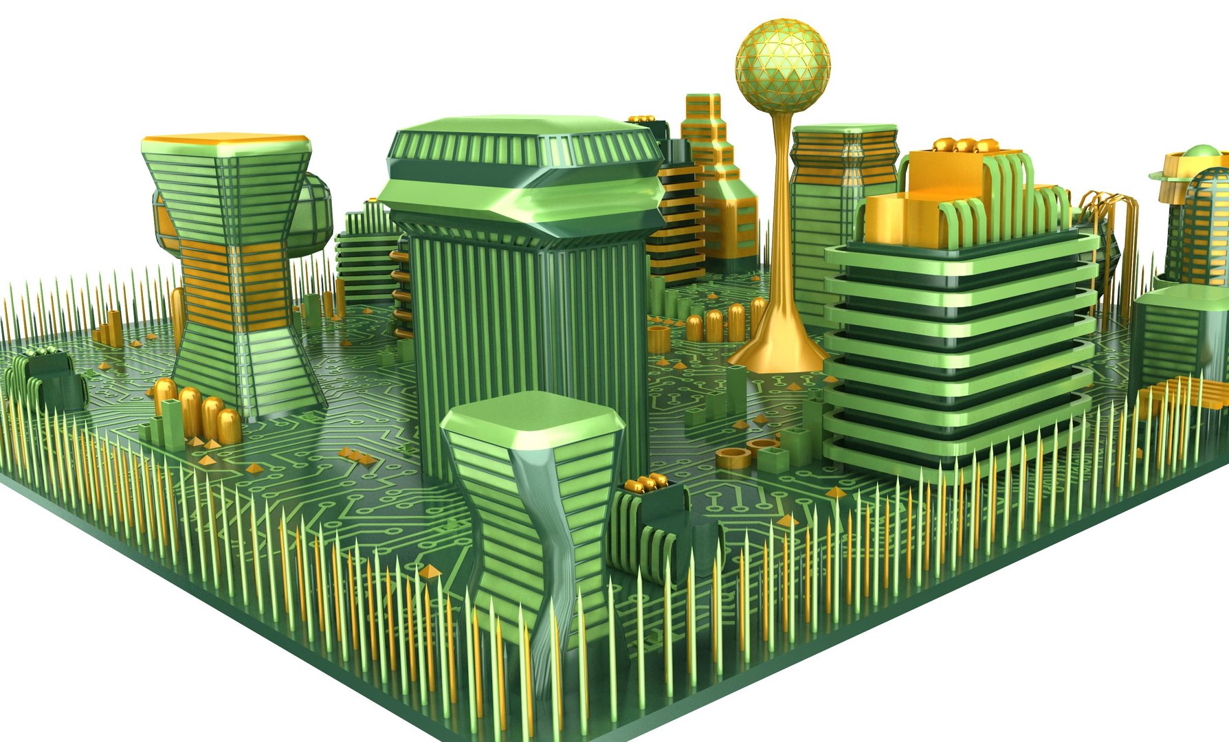 Circuit Board City 3D Model - TurboSquid 1779239