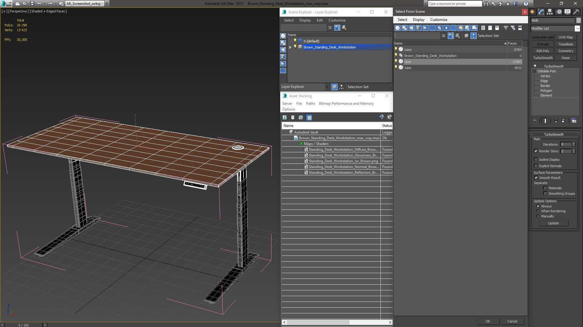 Brown Standing Desk Workstation 3D model - TurboSquid 2028884
