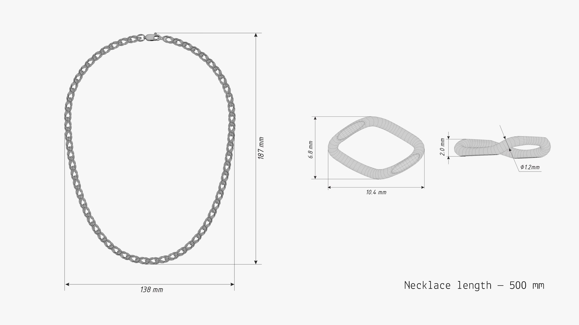 3D Chain Necklace Model - TurboSquid 1650975