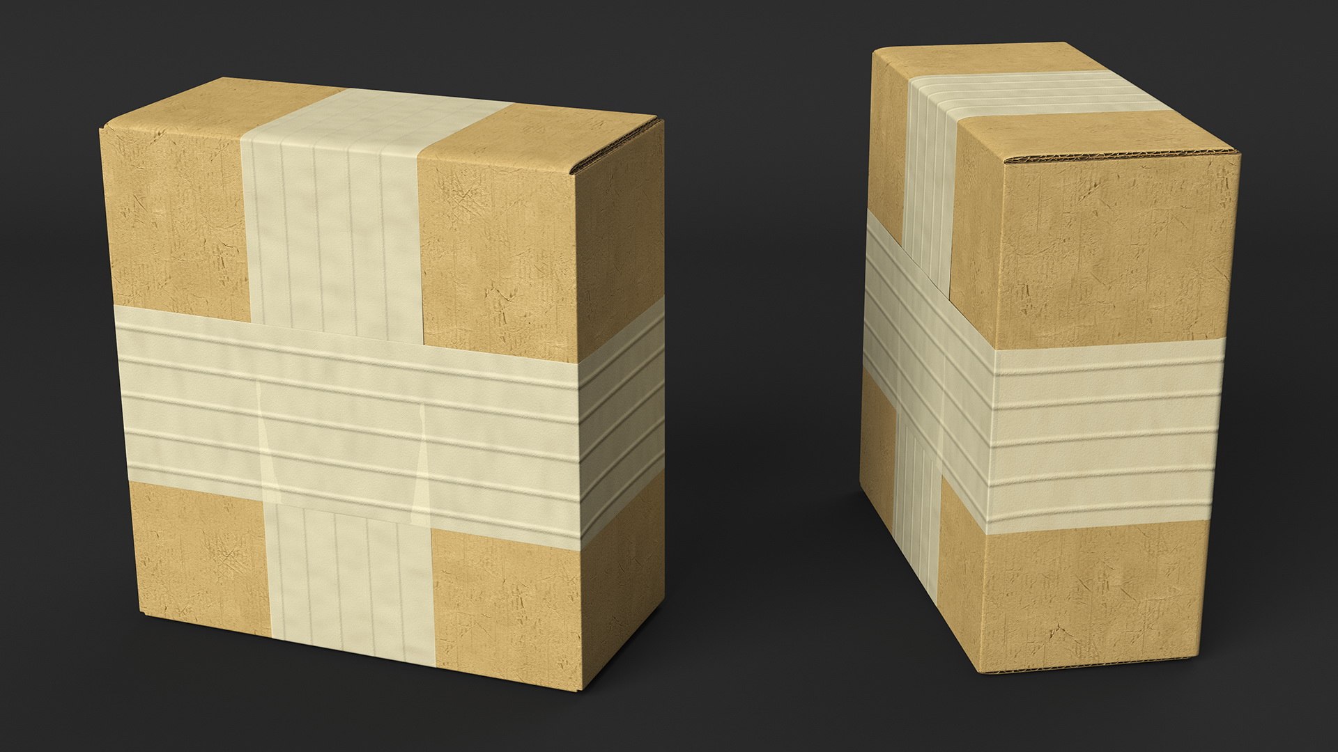 3D Cardboard Box Closed With Tape Model - TurboSquid 2137566