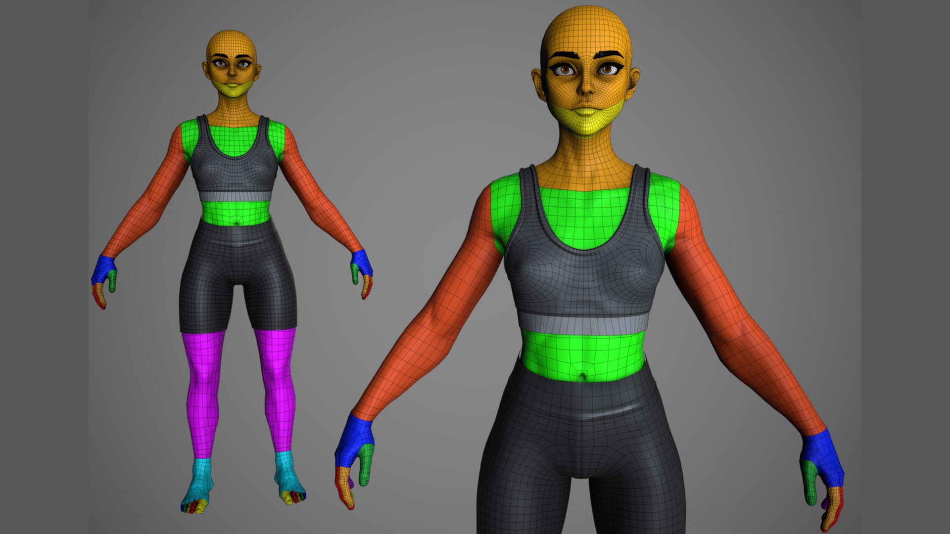 3D Stylized Female Character Full Body Base Mesh 3D Model VR AR Low ...