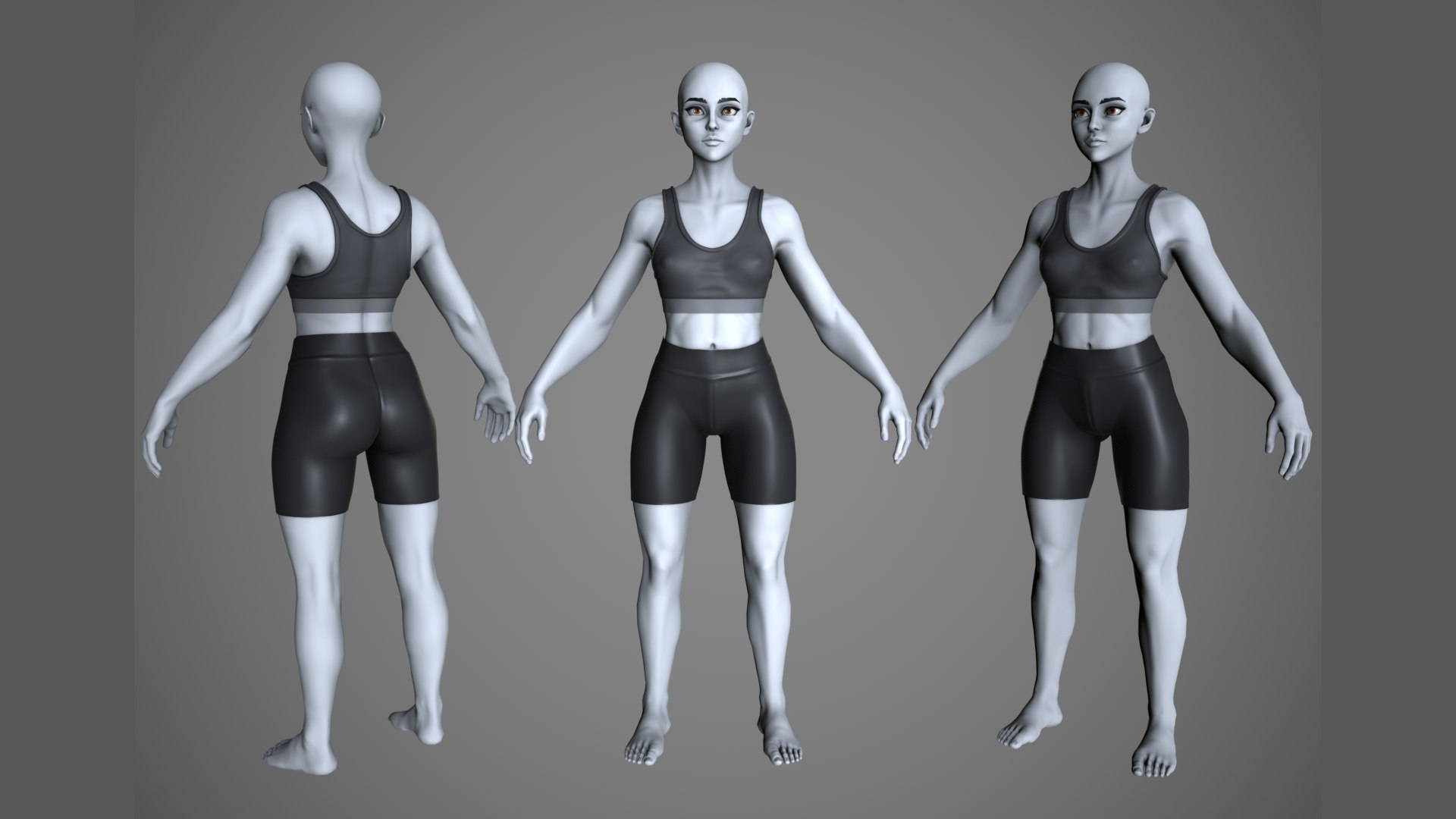 3D Stylized Female Character Full Body Base Mesh 3D Model VR AR Low ...