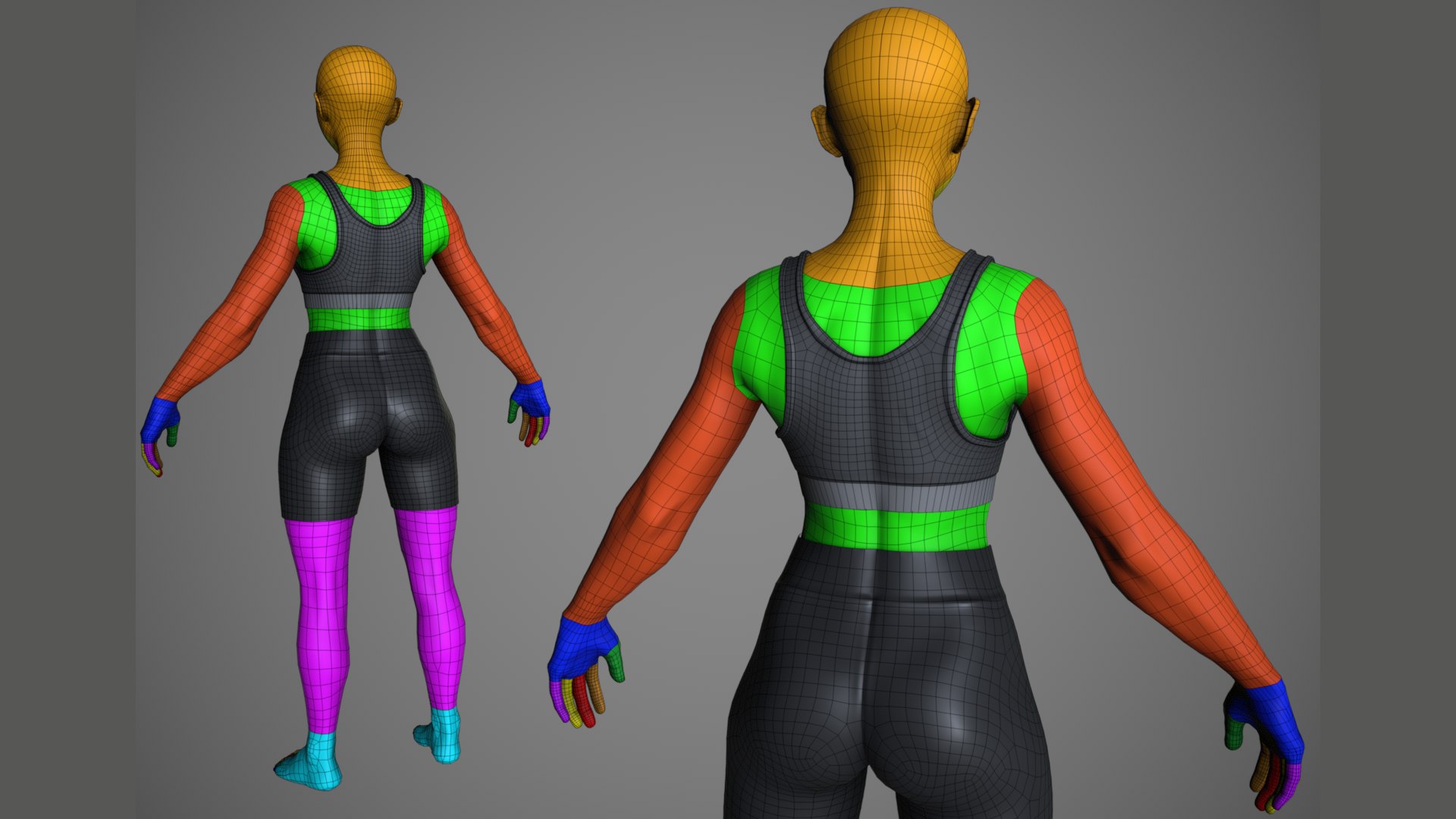 3D Stylized Female Character Full Body Base Mesh 3D Model VR AR Low ...