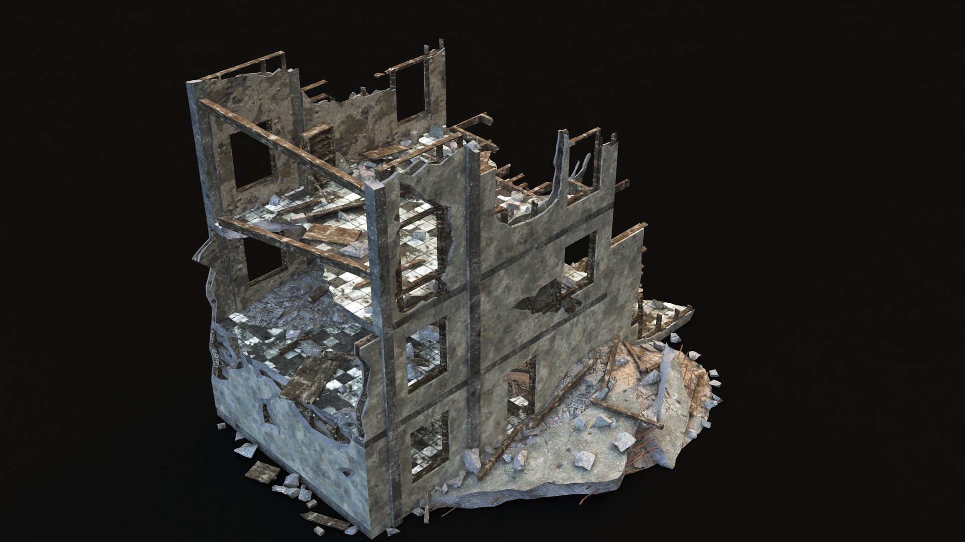 modelo 3d destroyed building 1 - TurboSquid 2027909