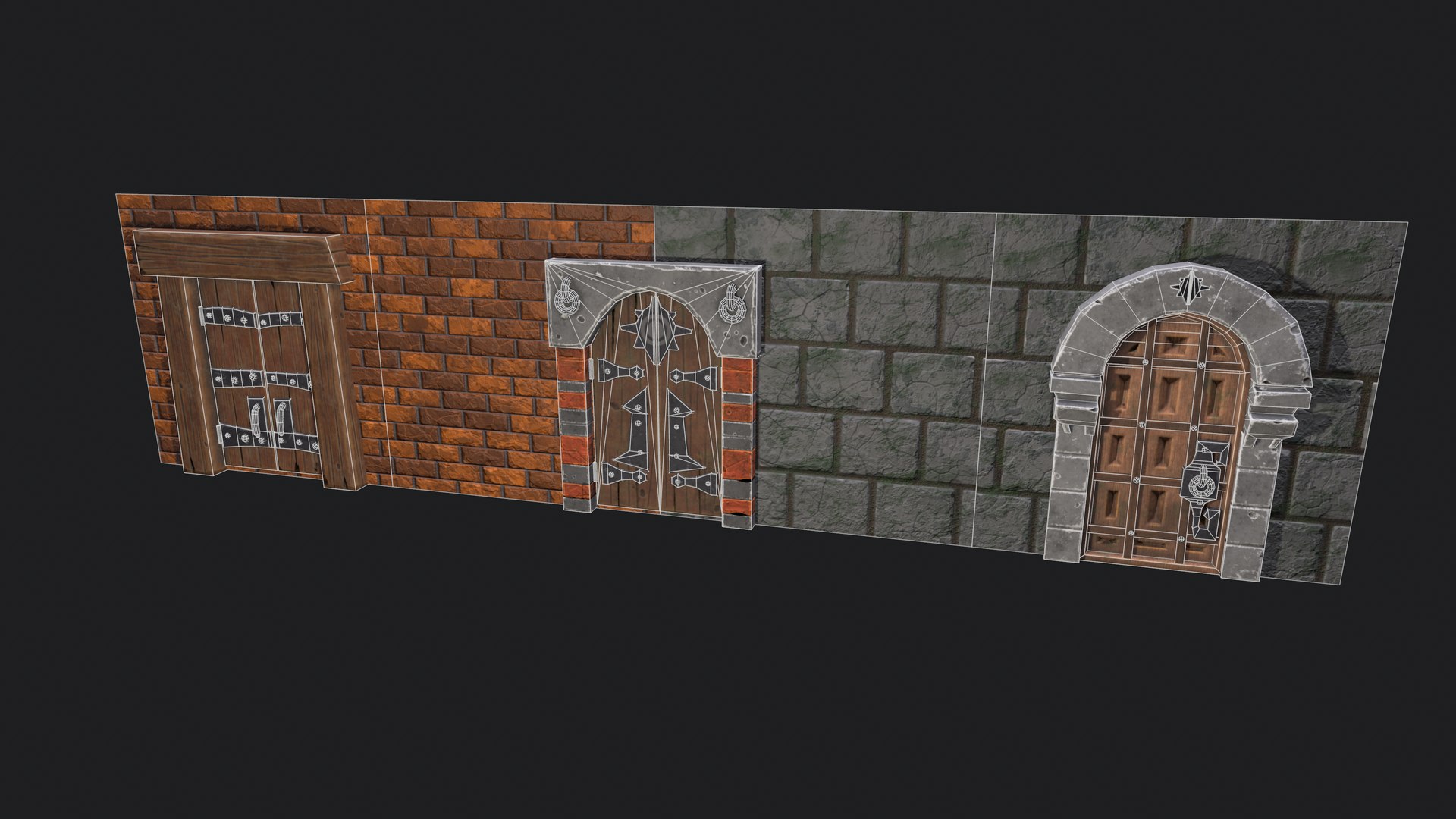 3D Set Door Wall Model - TurboSquid 1582210