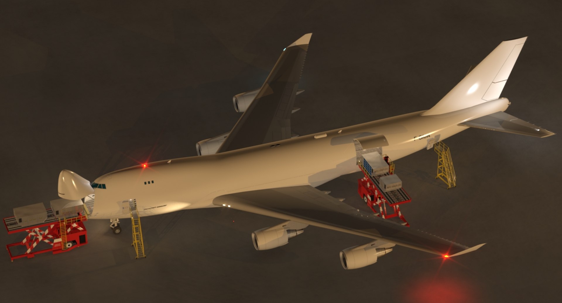 Night Scene Freighter Aircraft 3d Model