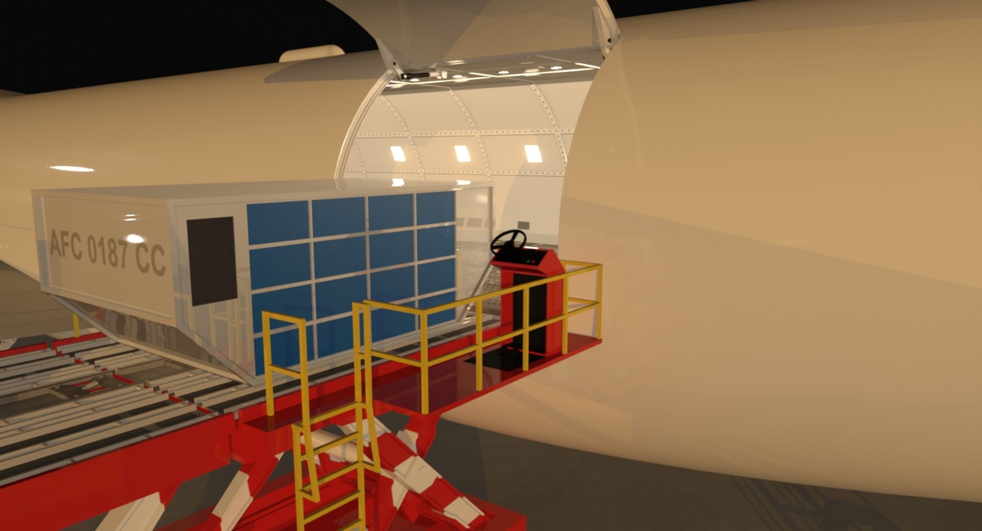 Night Scene Freighter Aircraft 3d Model